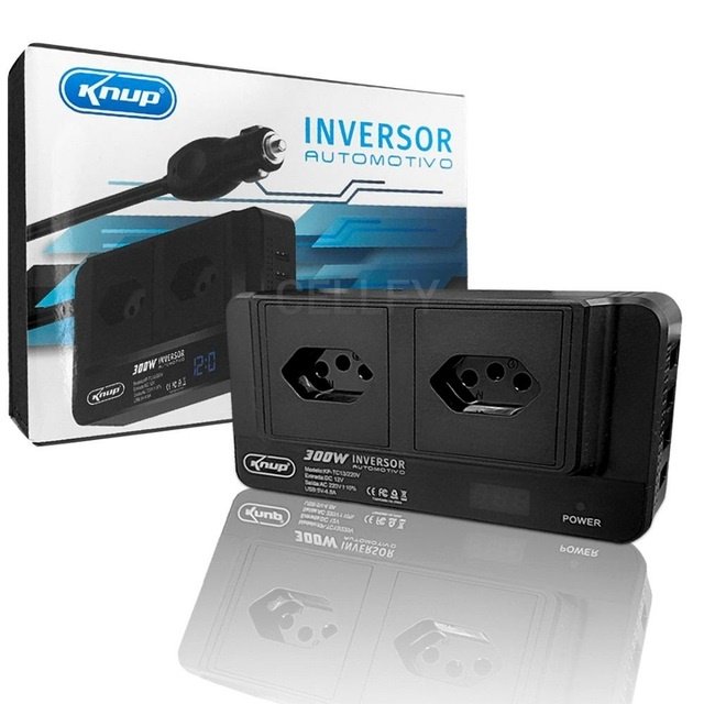 Inversor Conversor Automotivo 300w de 12v Para 220v 2 Tomadas 4 Portas Usb Knup KPTC13-220 ...