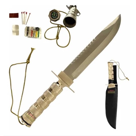 Faca Rambo Tática Militar Sobrevivência Lamina Serrilhado | Shopee Brasil