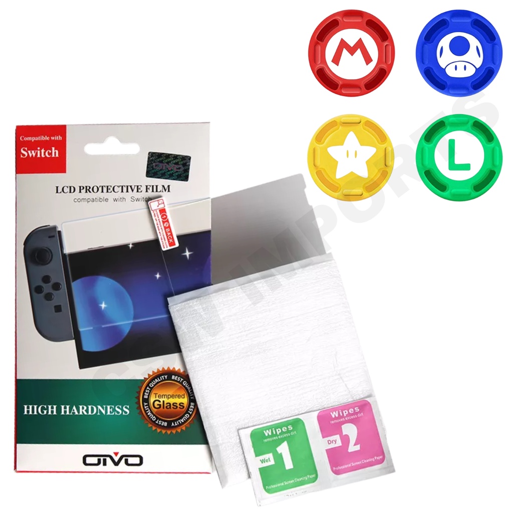 Pelicula De Vidro Nintendo Switch + Kit 4 Grips Mario | Shopee Brasil