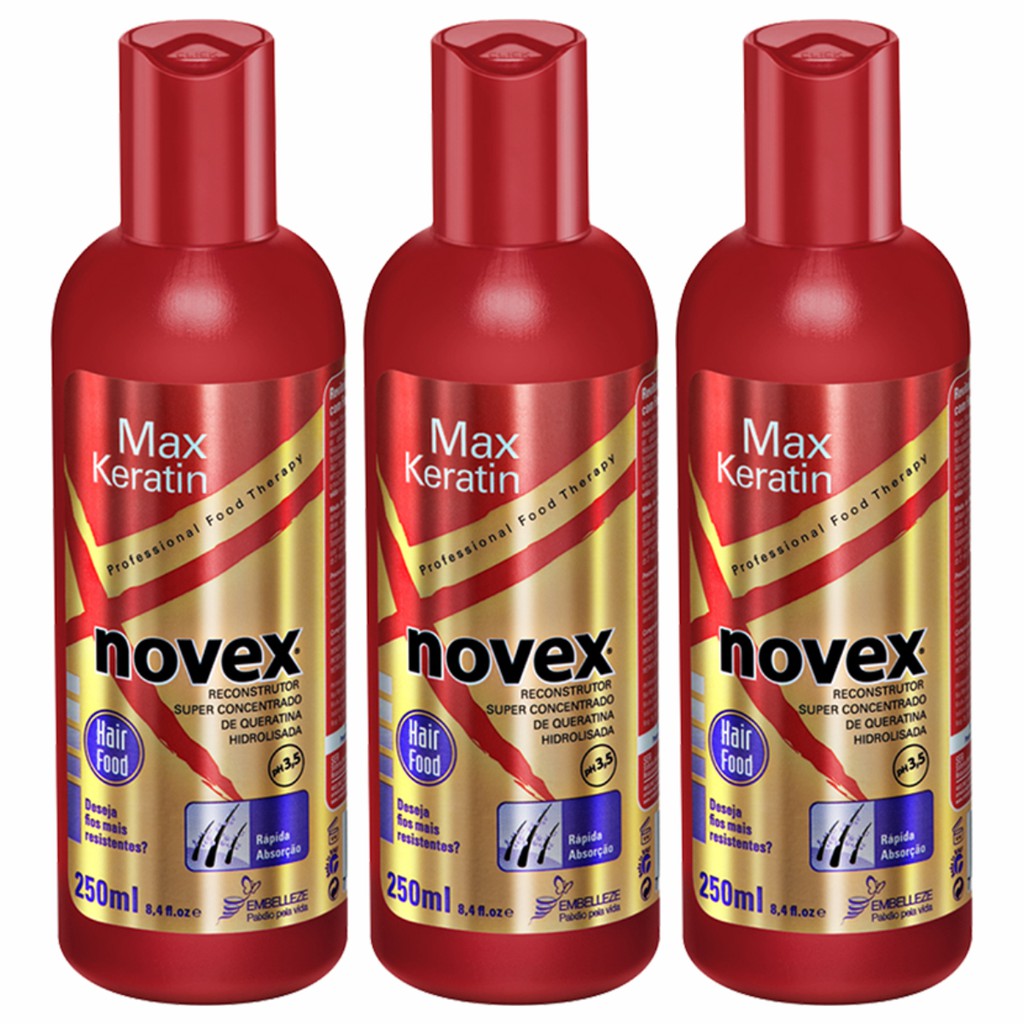 Kit 3 Novex Max Keratin Reconstrutor Queratina Líquida Super ...