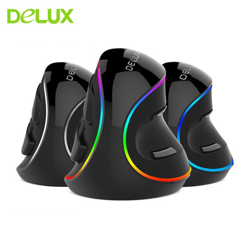 Delux M618 Plus Ergonomic Vertical Mouse 1600DPI 6 Buttons USB Optical ...