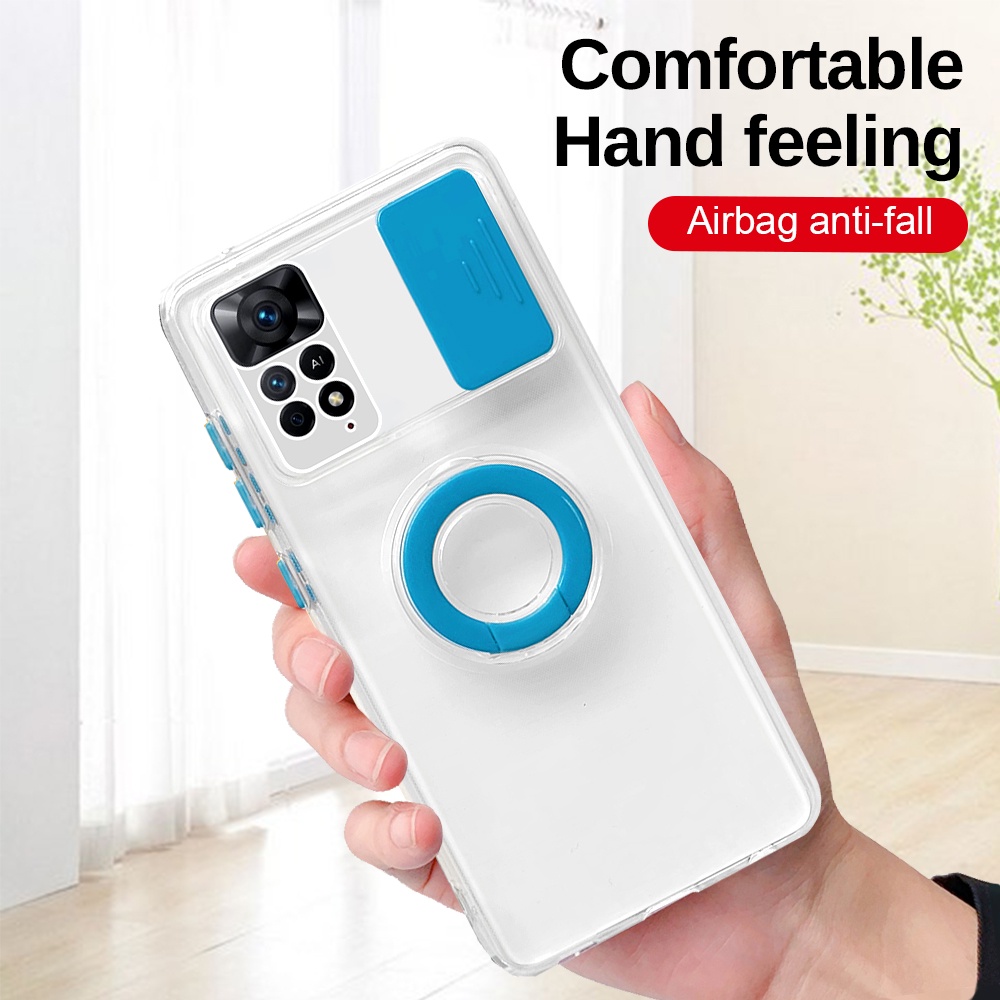 Capa Protetora Transparente Com Anel De Suporte Para Xiaomi Redmi Note ...
