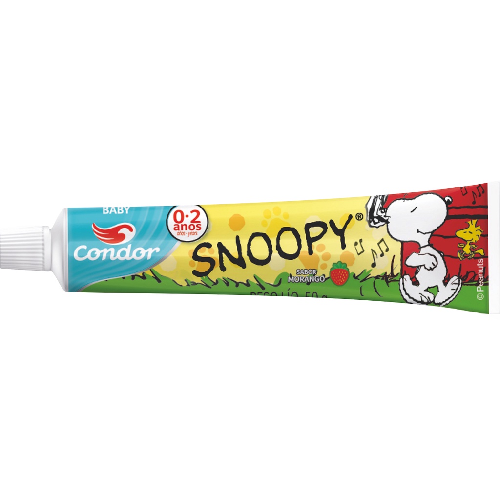 Gel Dental Sem Flúor Baby Snoopy Sabor Morango 50g- Condor | Shopee Brasil