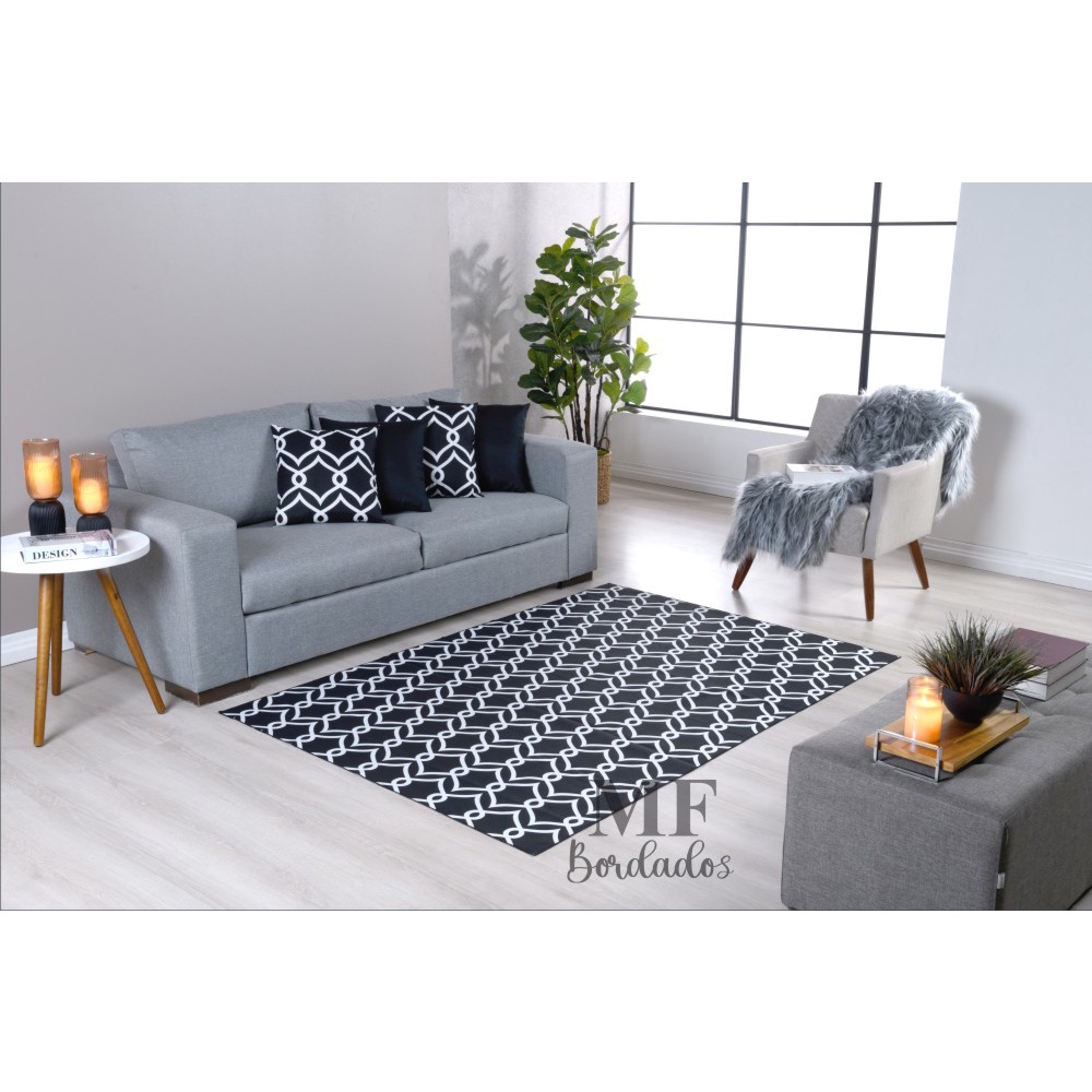 Tapete Geometrico Emborrachado Pvc Para Sala 2m X 1,40 Casa Decorada ...