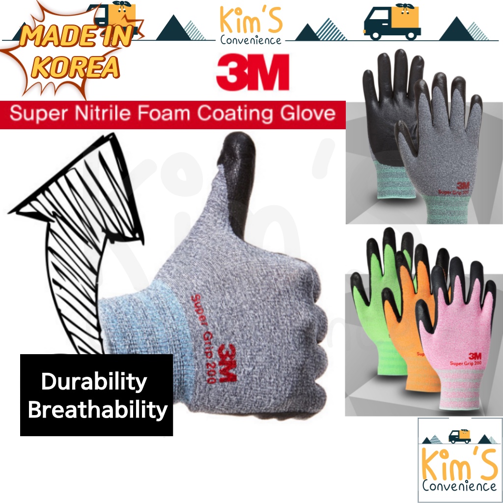 3M Super Grip 200 Luvas 4 Cores 3 Tamanhos (S M L) Nitrilo NBR ...