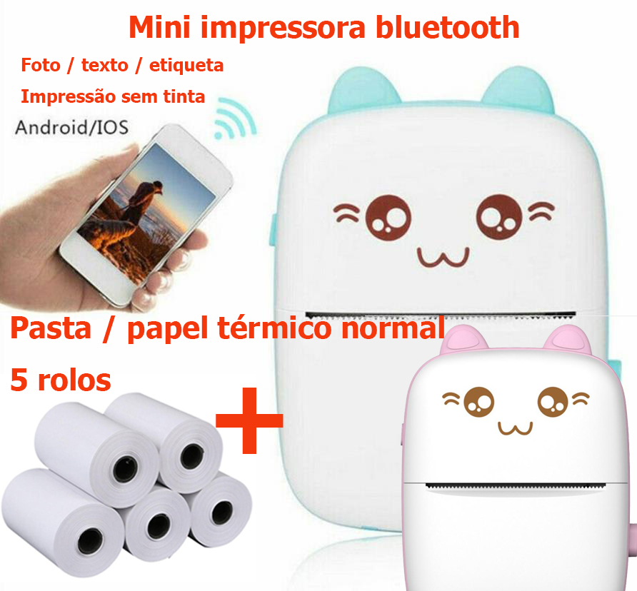 Mini Impressora Fotográfica Térmica Sem Fio Bluetooth Portátil ...