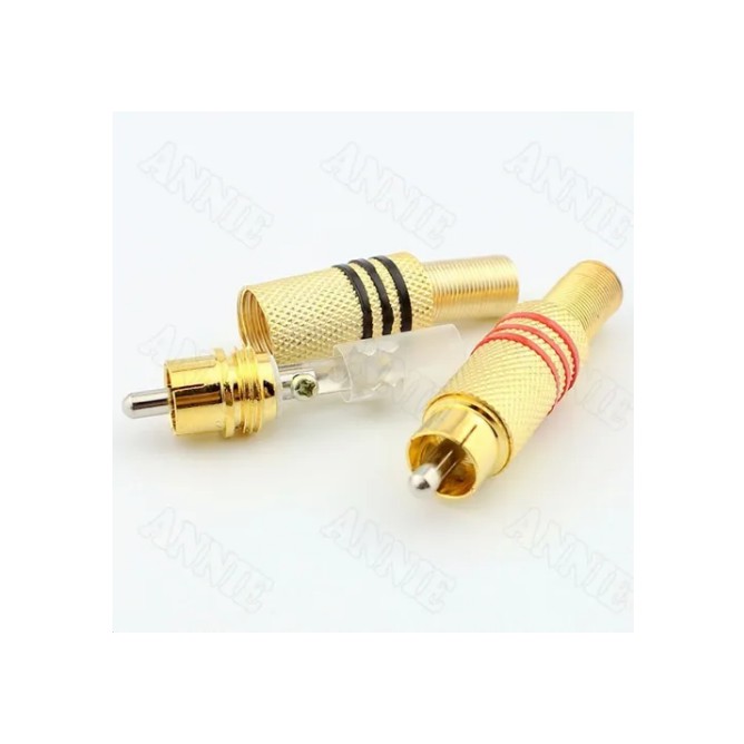 Conector Rca Macho Profissional - Dourado - O Par | Shopee Brasil