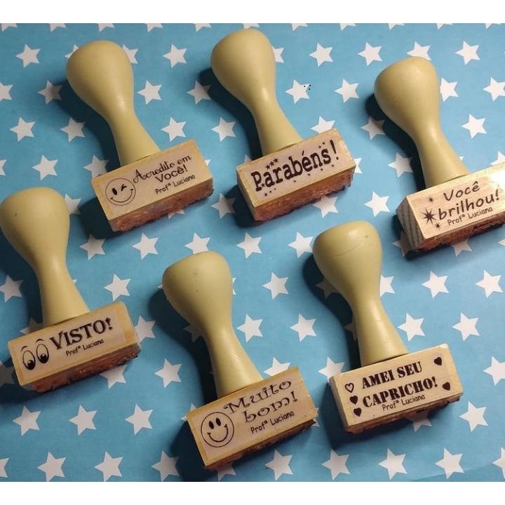 Kit carimbo de incentivo, Carimbos de Madeira, Kit de carimbos, Incentivo, Frases para carimbos ...