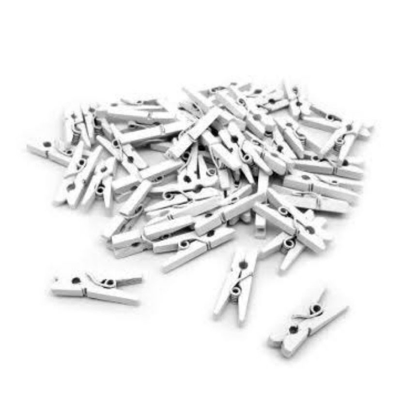 Mini pregador prendedor de fotos cor branco de madeira pequeno 2,5 cm ...