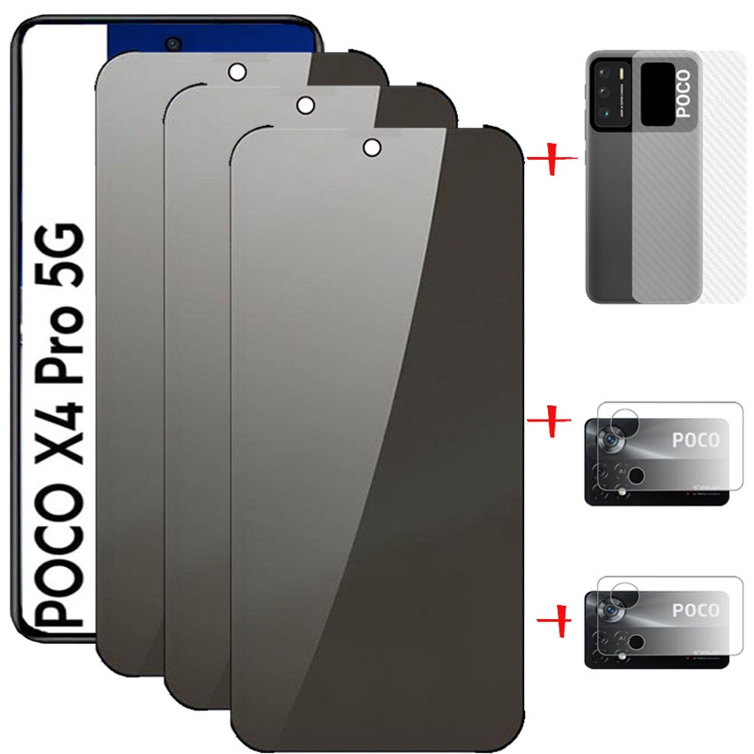 Protetor De Privacidade De Tela Para Poco X4 Pro 5G Anti-Espião Temperado M4 M3 F2 Olhamento ...
