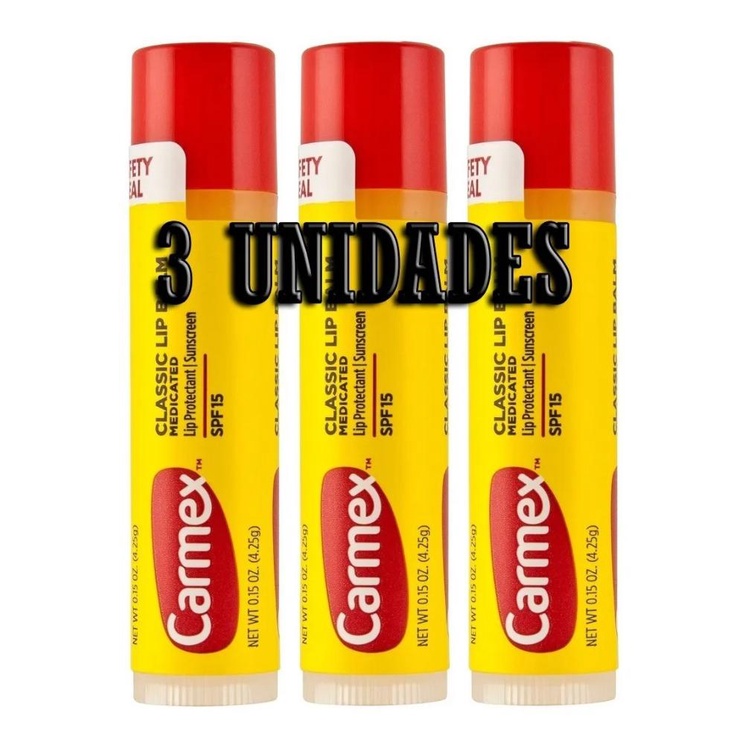 KIT PROTETOR LABIAL CARMEX BASTAO CLASSICO ORIGINAL SEM SABOR COM 3 ...