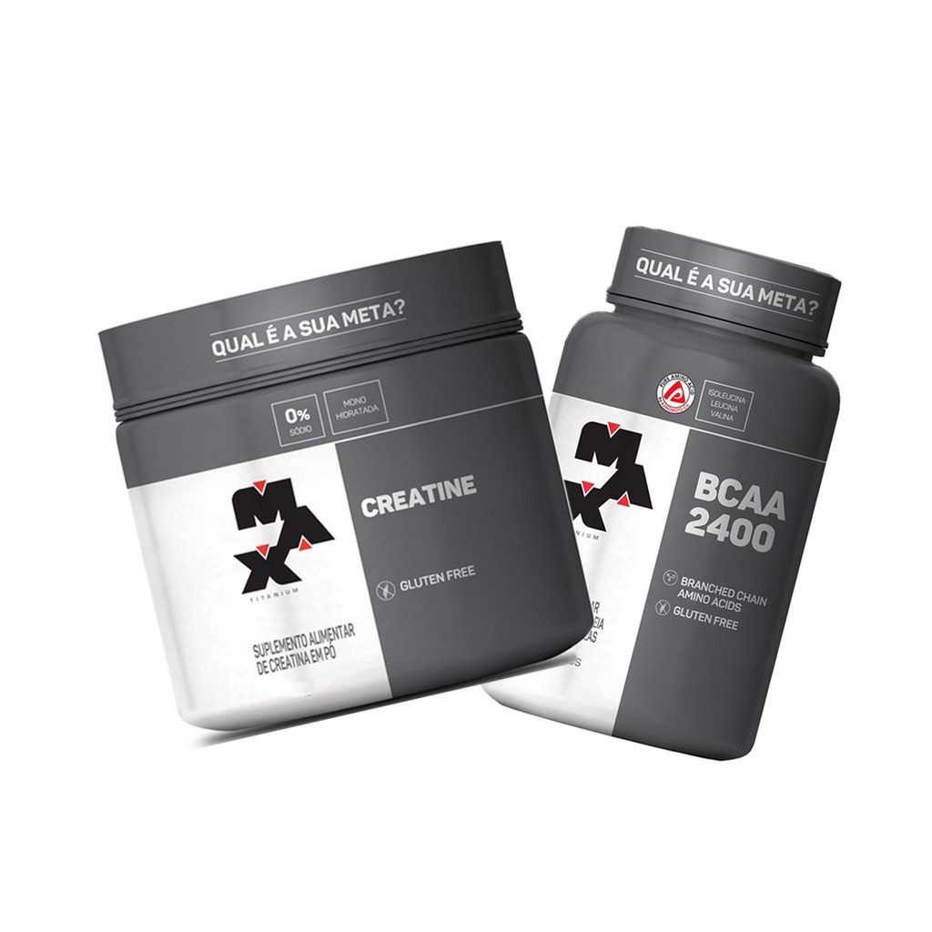 Combo Essencial Academia Bcaa 100 cápsulas + Creatina 150g Max Titanium ...