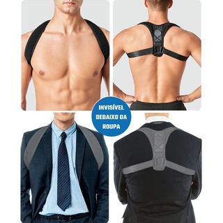 Colete Corretor de Postural Ajustável Unissex Preto Ajeita Coluna ...