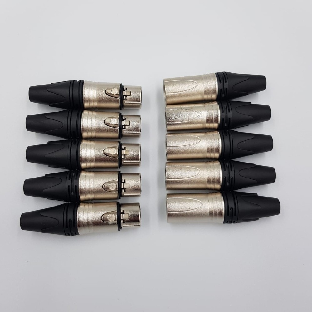 Kit Plug Conector Xlr Femea Macho 10 Unidades | Shopee Brasil