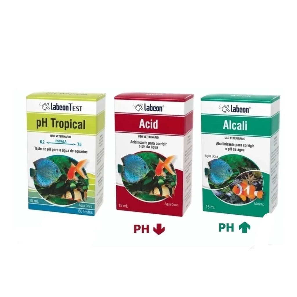 Kit Labcon Alcon Alcali + Acid + Teste Ph Tropical 15ml | Shopee Brasil