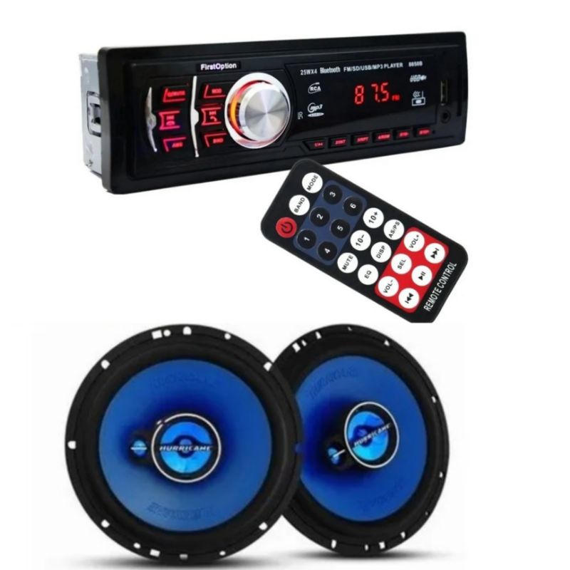 Kit Auto Radio First Option 8850b Par De Alto Falante hurricane Triak ...