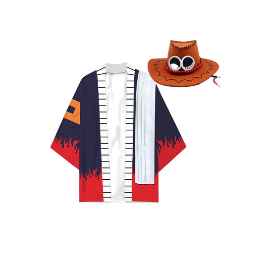 Anime One Piece Portgas D Ace Capa Kimono Cardigan Robe Cospaly ...