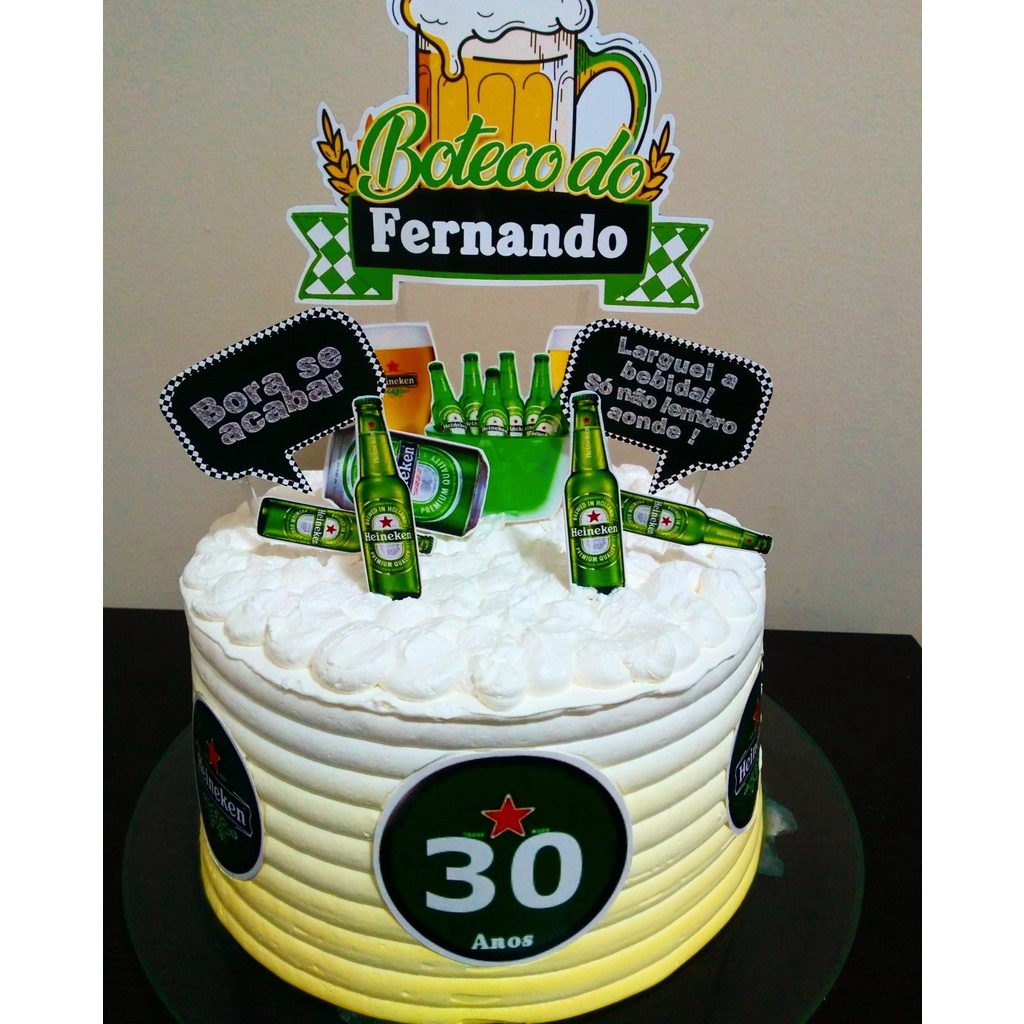 Topo de bolo boteco, Cerveja com Nome | Shopee Brasil