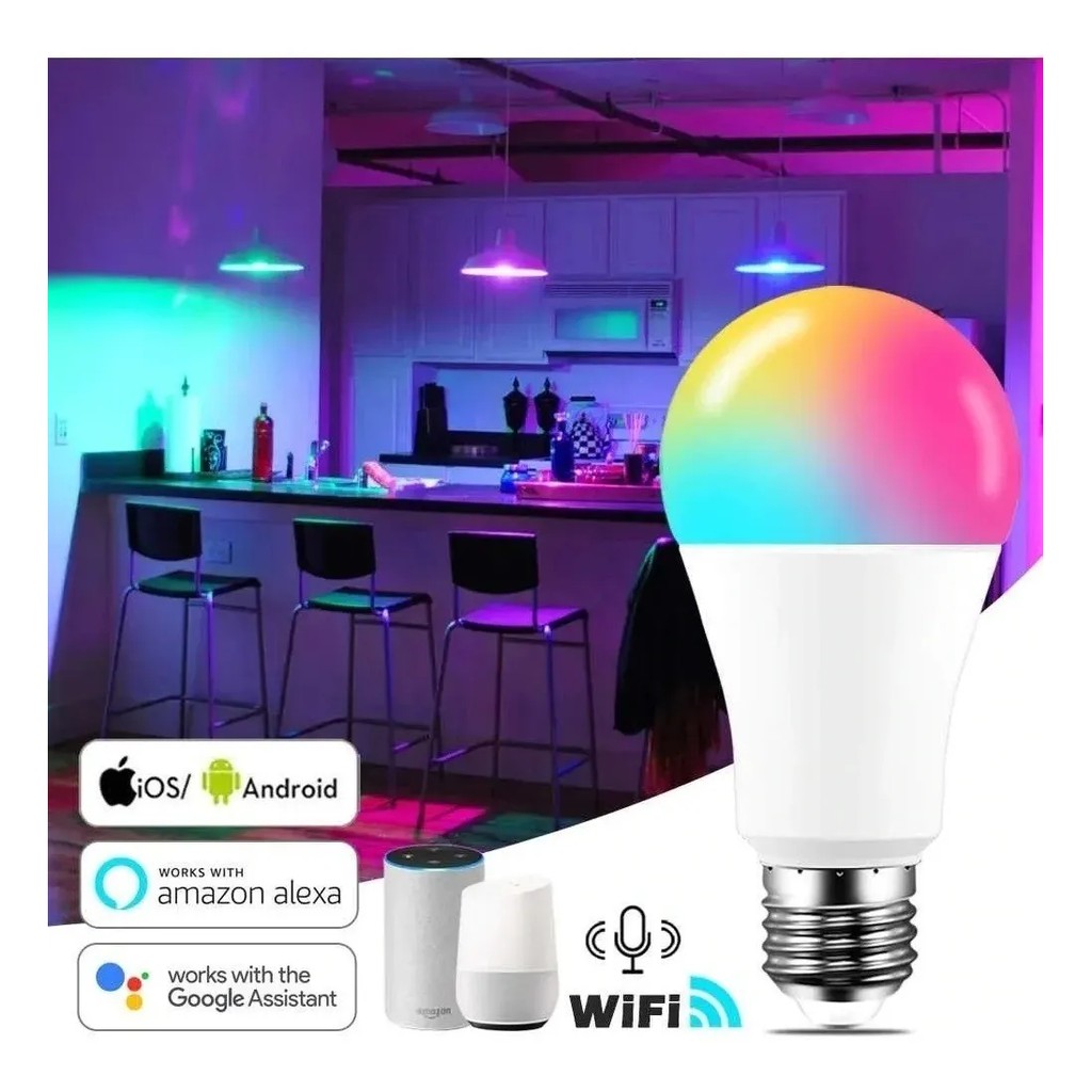 Lampada Inteligente Led 10W Bivolt RGB ALEXA / GOOGLE ASSISTANT ...
