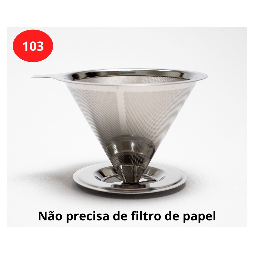 Coador ou Filtro de Café em Aço Inox Tamanho Grande 103 Reutilizável ...