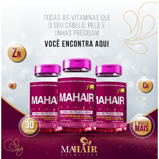 Mahair Cosmetics Cabelo E Unha 30 Capsulas atacado | Shopee Brasil