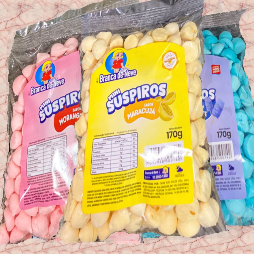 Kit -Mini Suspiro Doce Sabor Natural De Fruta Morango- 3 pacotes ...