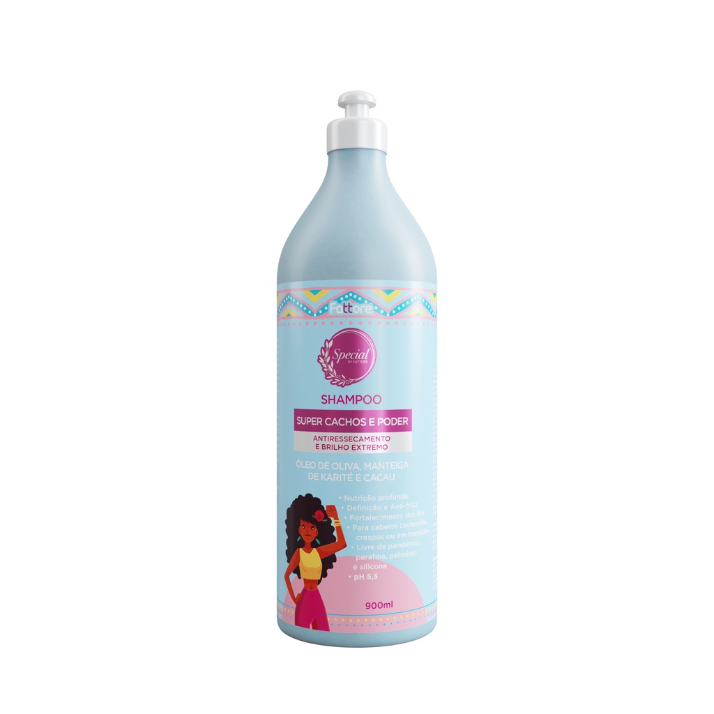Shampoo Super Cachos e Poder By Fattore 900ml | Shopee Brasil