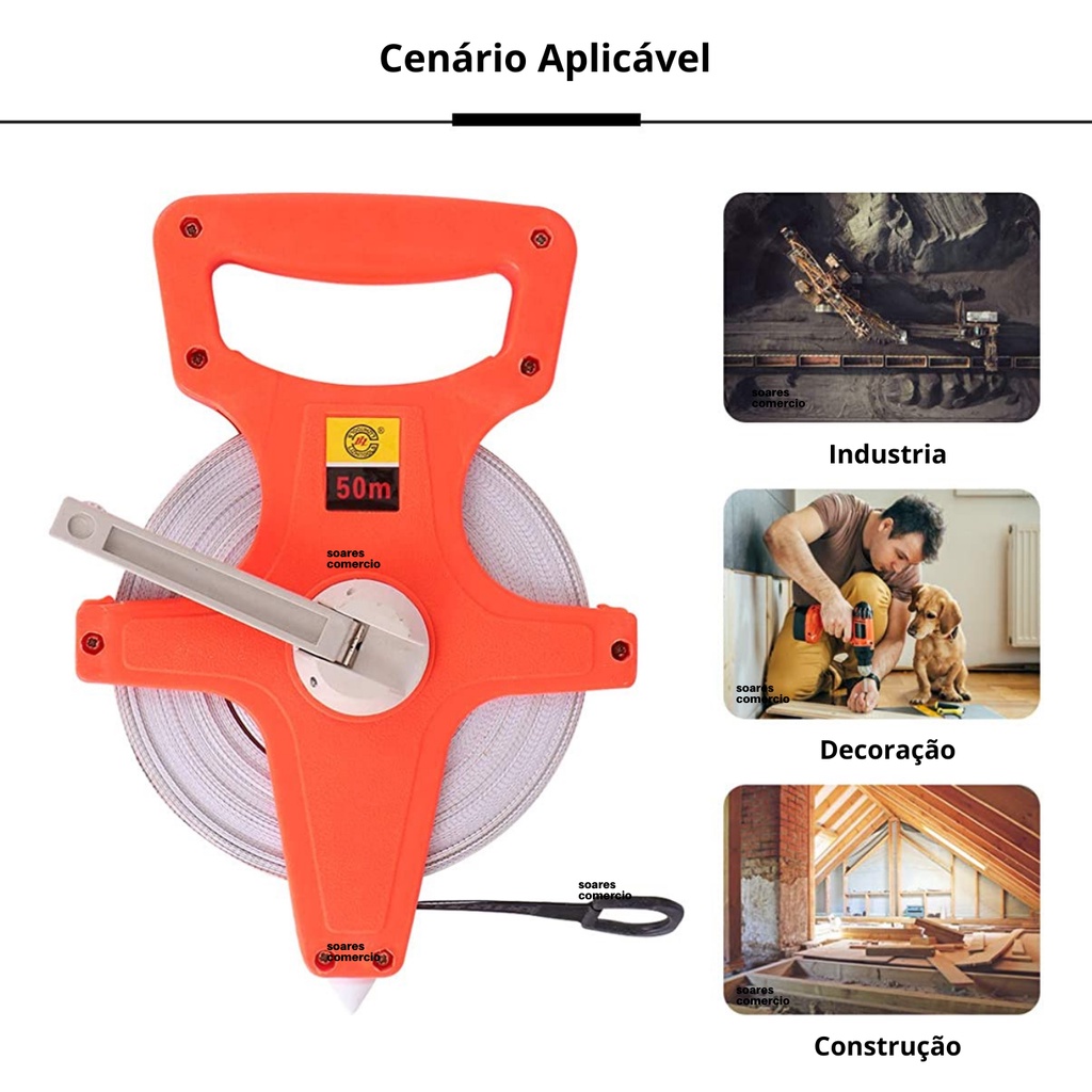 Trena Longa Fita De Fibra Vidro Caixa Aberta 50 metros x 14mm | Shopee Brasil