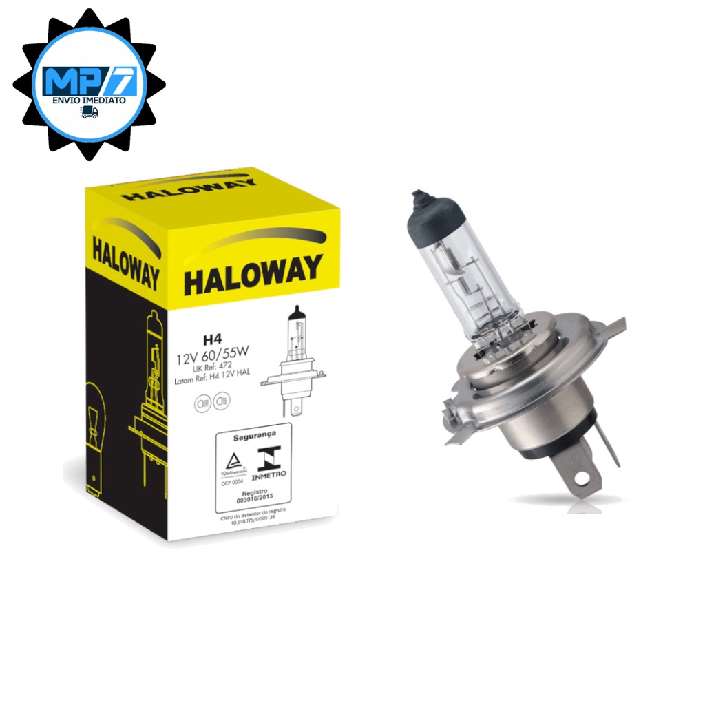 Lampada Farol Haloway H4 12v 60/55w Standard | Shopee Brasil