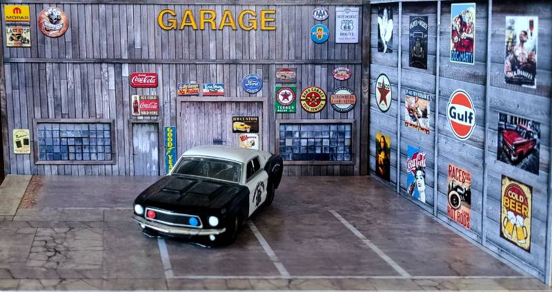 PAPERMAU: Pin Up Garage Diorama Paper Model In 1/64 Scale, 40% OFF