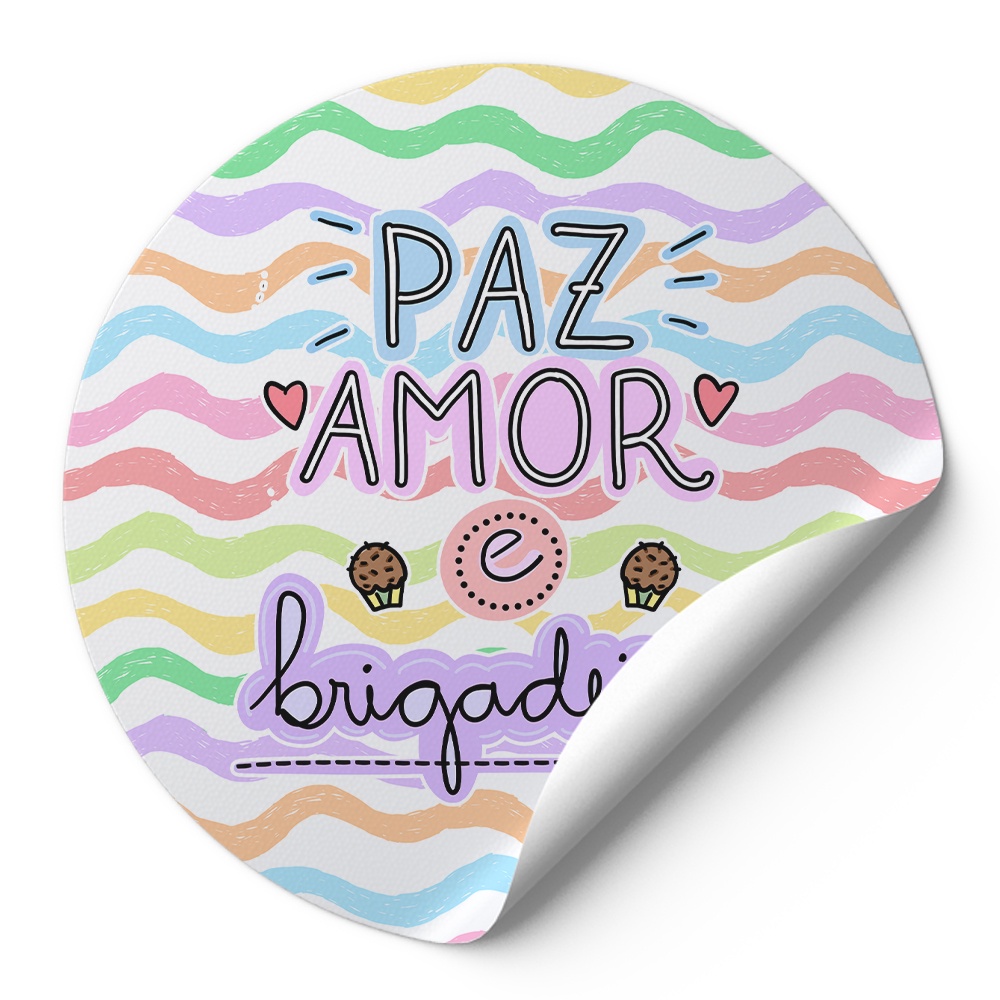 Tag Etiquetas Adesivos Para Embalagens Redonda Confeitaria Paz Amor E ...
