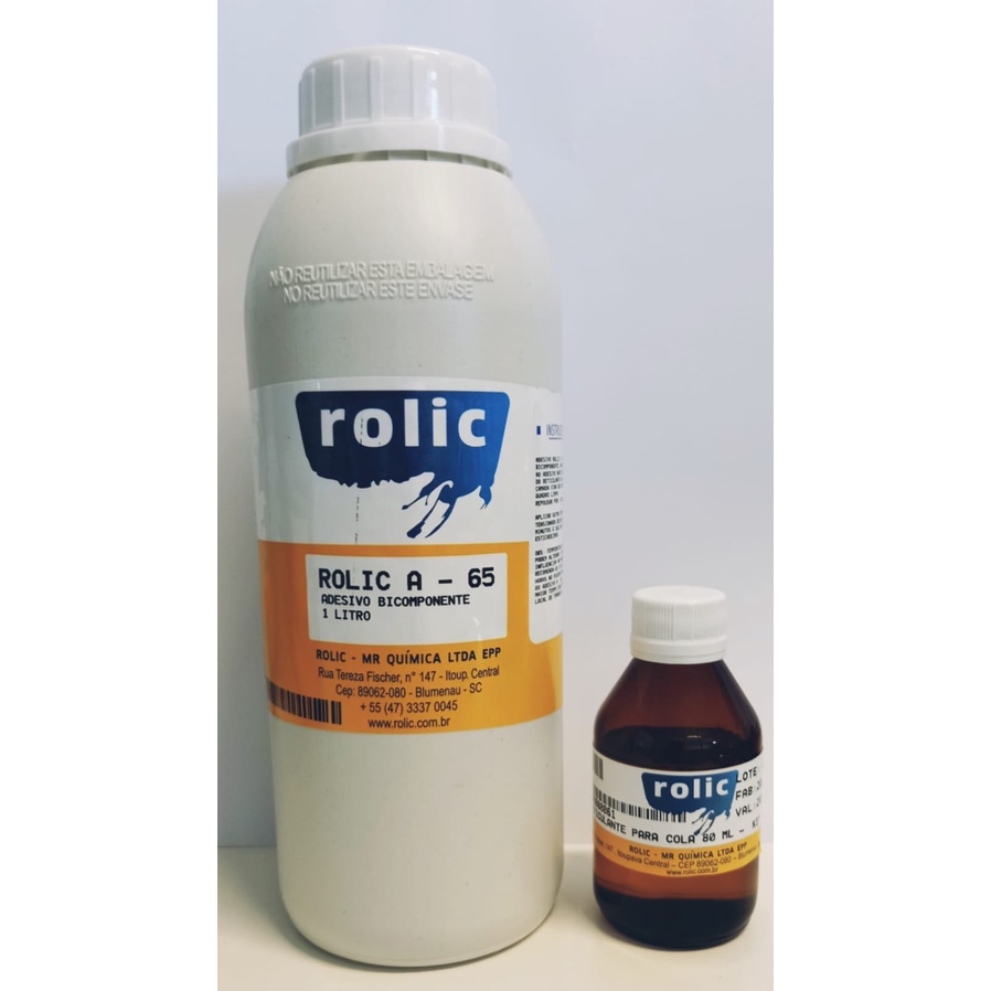 ADESIVO BICOMPONENTE ROLIC A - 65 - 1 L (VERMELHO) + RETICULANTE PARA ...