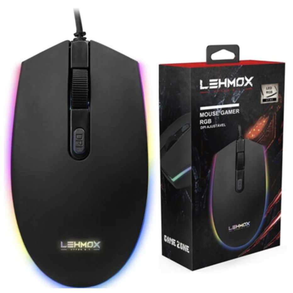 Mouse Gamer Óptico LEHMOX Hyper Gt Led Rgb Dpi 4 Botões GT-M3 GT-M6 Com ...