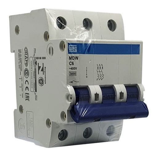 Disjuntor Weg Mdw Curva C Tripolar 6A Din Melhor Preco | Shopee Brasil