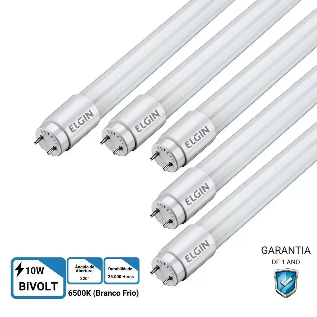 Kit 15 Lâmpadas Tubular Led T8 10w Elgin 60cm Branco Frio 6500k | Shopee Brasil