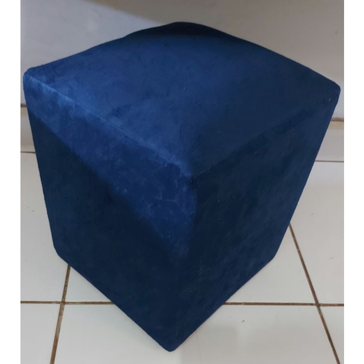 Puff Quadrado Azul Marinho em Sued (42x34x34 cm) | Shopee Brasil