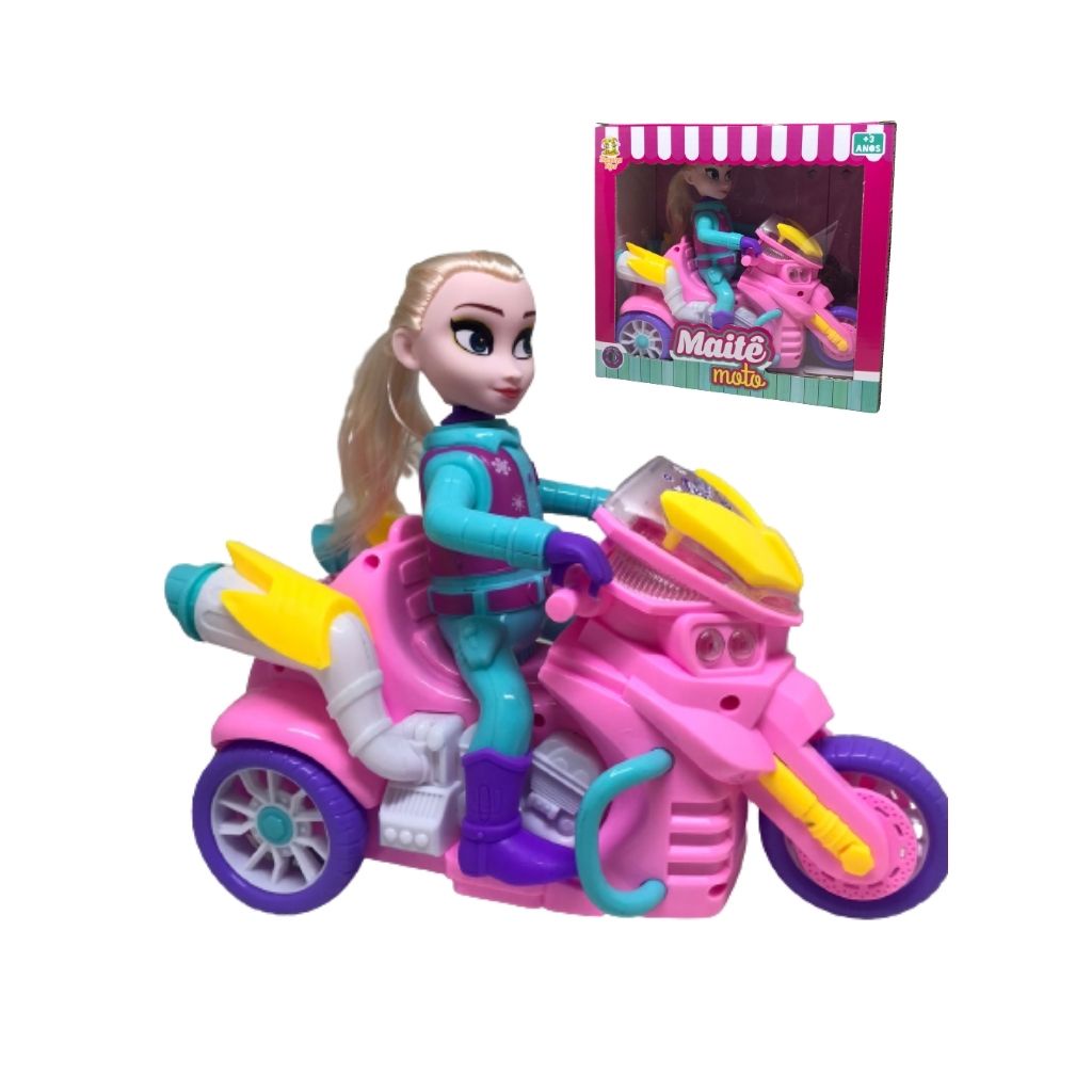 BRINQUEDO BONECA MAITE COM MOTO MUSICA E LUZES BANANA TOYS | Shopee Brasil