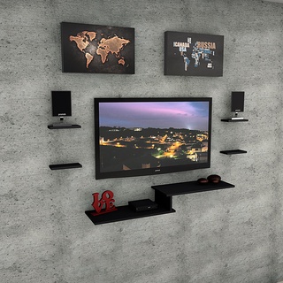 Rack Suspenso Com Nicho e prateleiras painel de tv sala | Shopee Brasil