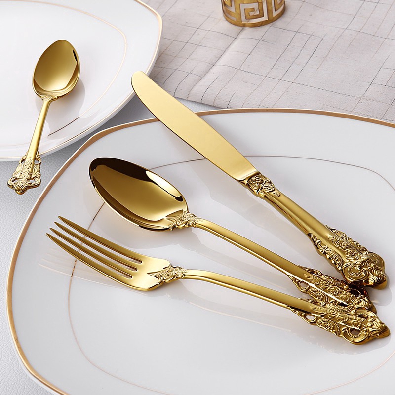 Talheres Dourados De Luxo Para Restaurante / Hotel / Talheres Retrô ...