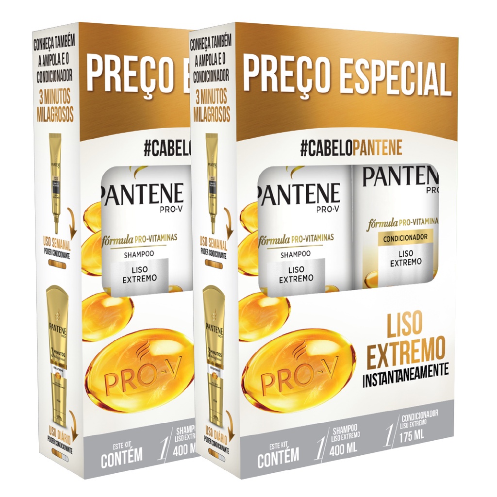 Kit 2 Shampoo Pantene Liso Extremo 350ml + 2 Condicionador Pantene Liso Extremo 175ml | Shopee ...