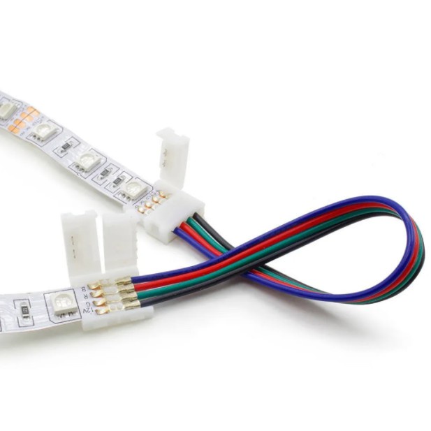 10 Emenda Conector Fita Led 10mm 4 Vias Rgb 5050 Com Fio | Shopee Brasil