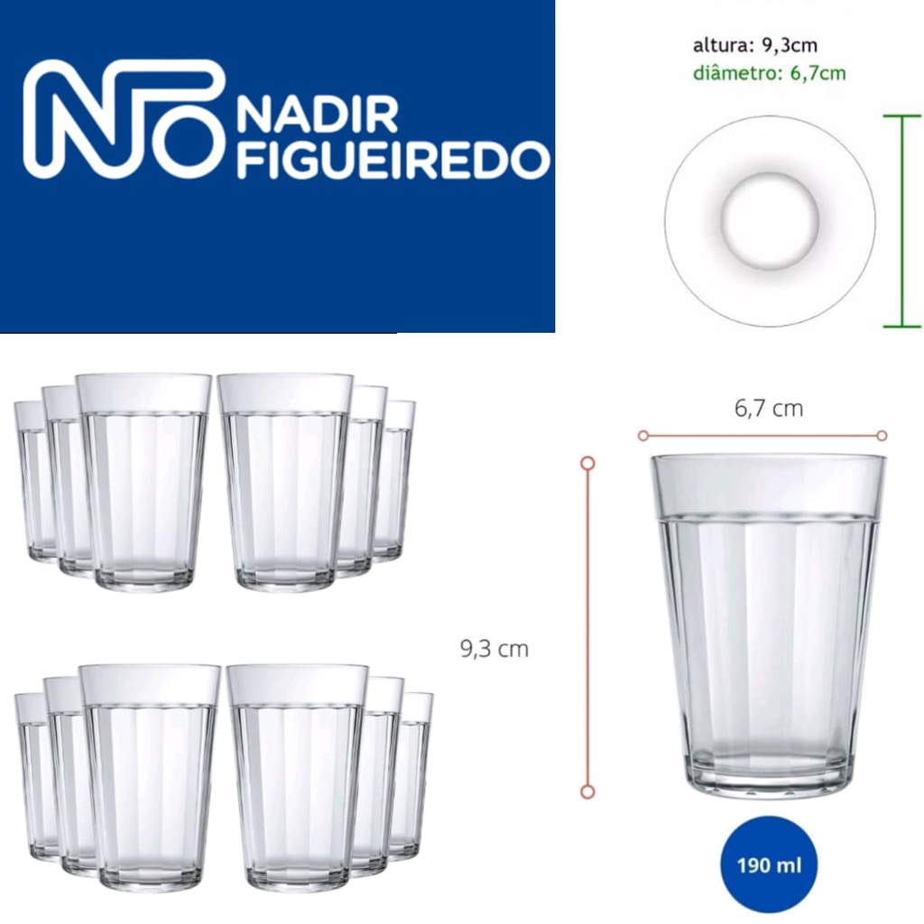 Copo Americano Nadir Figueiredo 190 ml - Caixa com 12 Unidades. | Shopee Brasil