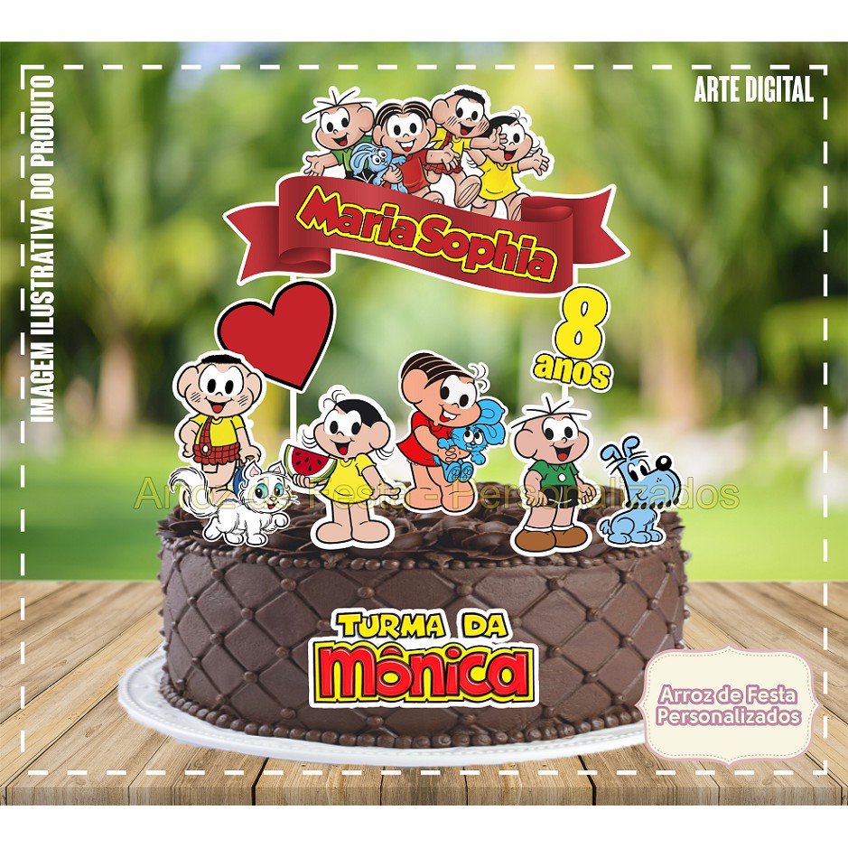 Topo de Bolo Topper de Bolo Personalizado Turma da Mônica | Shopee Brasil