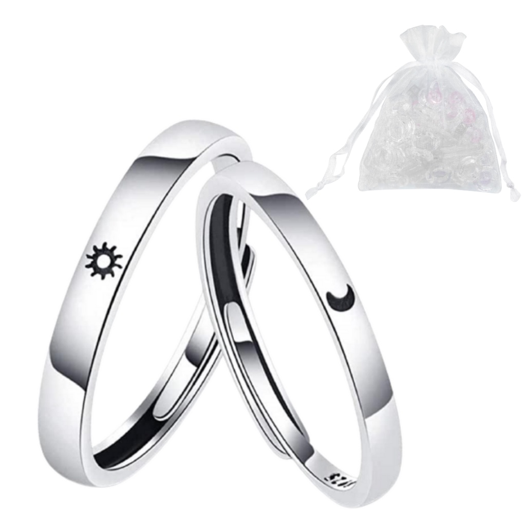 Par Anel Sol e Lua Casal Namorados Compromisso Amizade Ajustável | Shopee Brasil