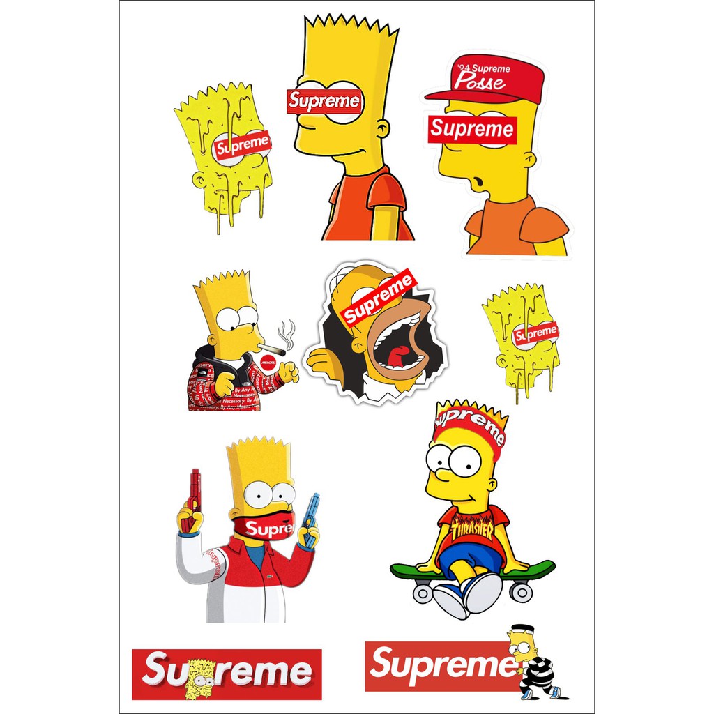 Cartela Adesivos Simpsons Skate Supreme Em Vinil ( Pode Molhar ...