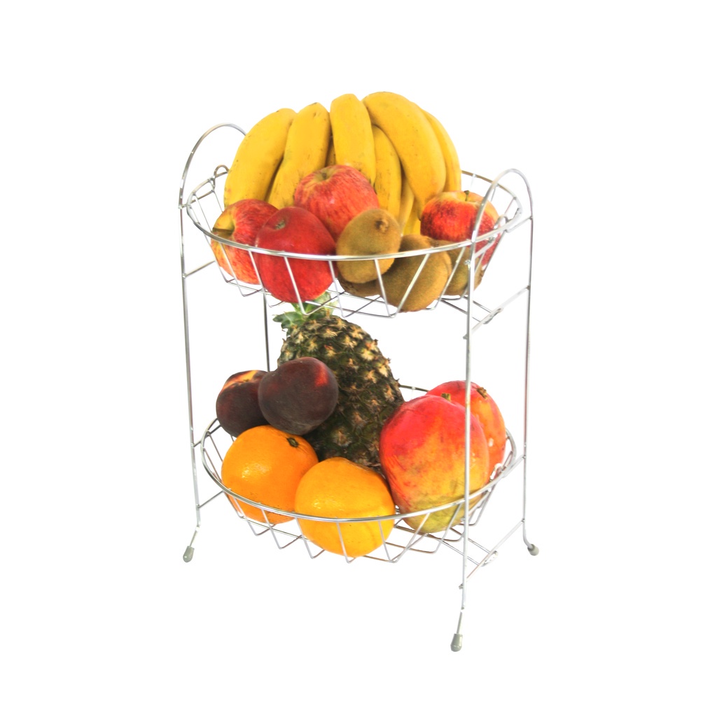 Fruteira Dupla Cromada Inox Gourmet - Madefer | Shopee Brasil