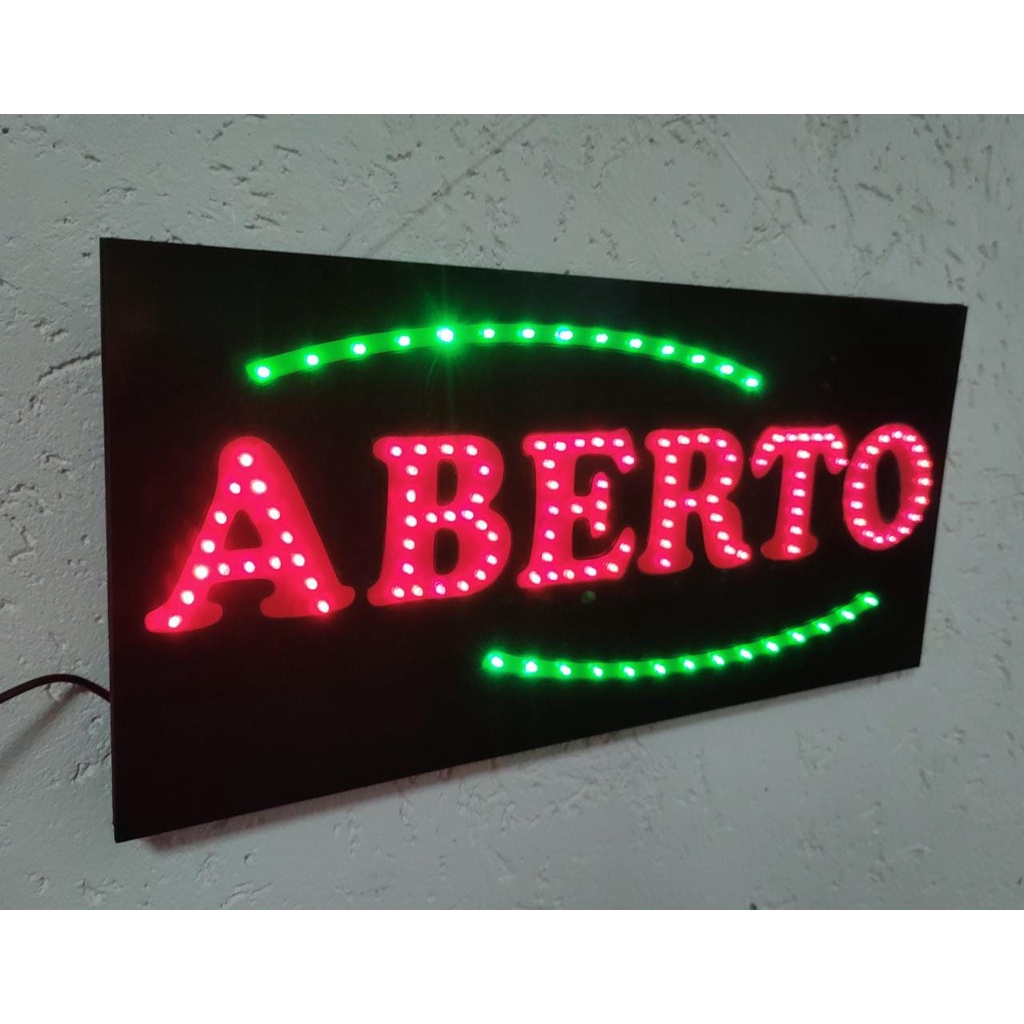 Placa de LED aberto com borda | Shopee Brasil