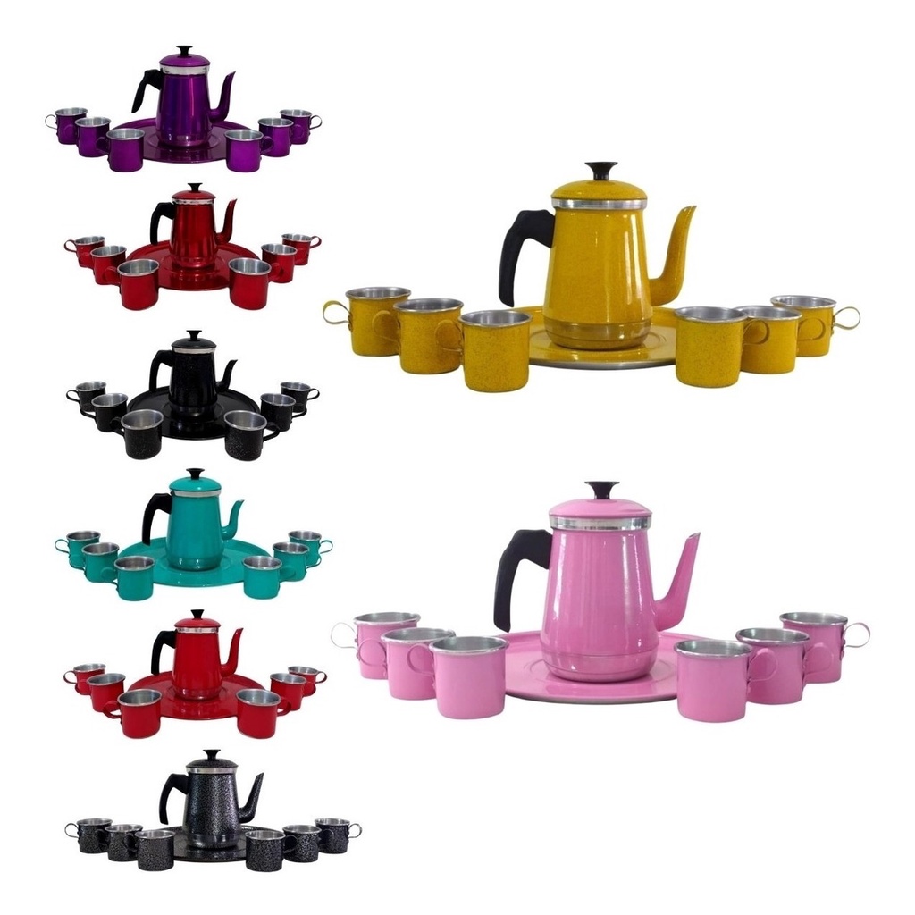 Jogo Bule Com 6 Canecas - Xícaras Cafe Chá - retro Mariquinha | Shopee ...