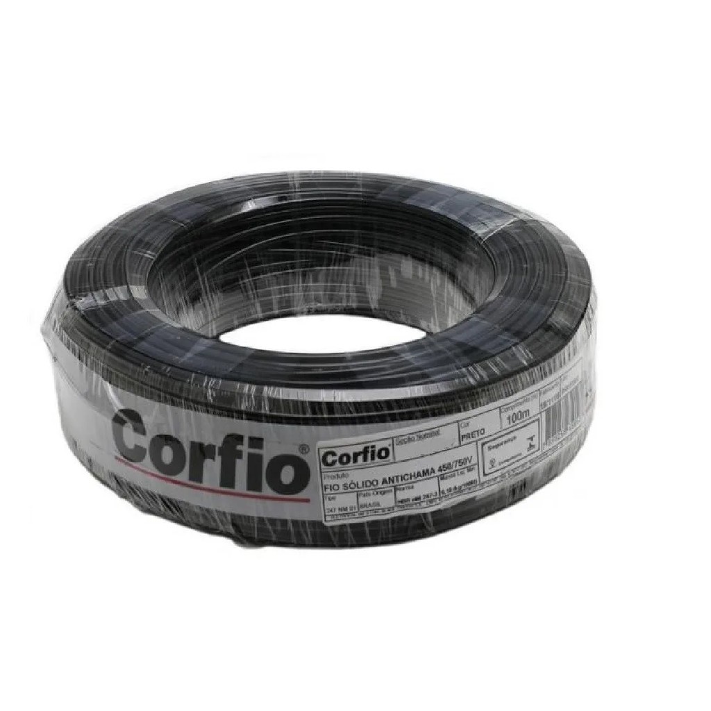 Fio Rígido/sólido 750v 4mm Corfio Preto Rolo 100metros | Shopee Brasil