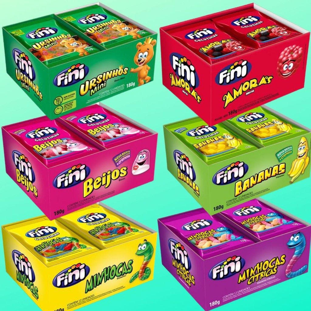 Caixa C/12 Unidades Fini Mini Bala Gelatina 15g - Escolha o Sabor do ... Caixa C/12 Unidades Fini Mini Bala Gelatina 15g - Escolha o Sabor do ...